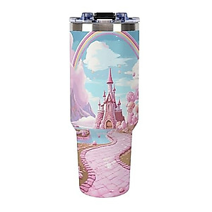 STVNKML 40 Oz Tumbler with Handle Candy Land Stainless Steel Coffee Mug Reusable Travel Mug Leak-proof Insulated Car Cup Large Capacity Tumbler for Travel, Outdoor, Home Use (Black)