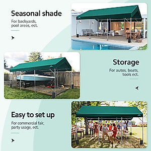 ADVANCE OUTDOOR 12x20 ft Heavy Duty Carport Car Canopy Garage Boat Shelter Party Tent, Adjustable Peak Height from 9.5ft to 11ft, Green