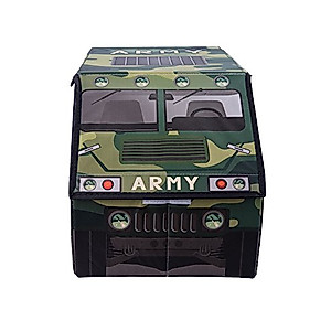 Clever Creations Kids Collapsible Storage Organizer and Ottoman, Perfect Vehicle Themed Toy Chest for Storing Books, Shoes, Games and More, Camo Truck