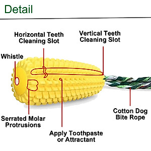 SLAUNT Dog Chew Toys for Aggressive Chewers Dog Toothbrush Squeaky Interactive Dog Toys Corn Stick Toy for Small Medium Dog Cleaning Teeth