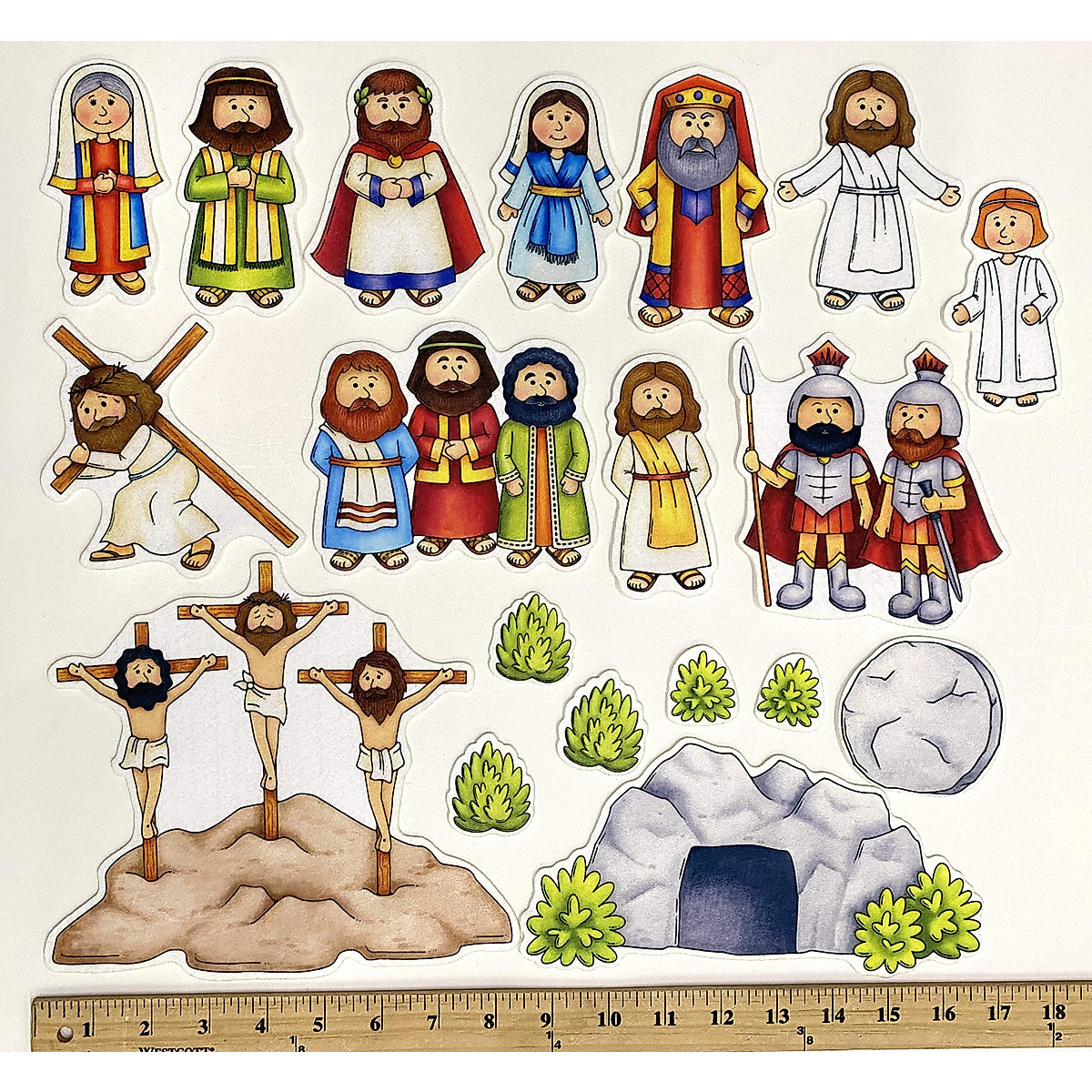 Easter Crucifixion Resurrection 19 pc Felt Figures Bible Felt/Flannel Board Story Set Plus Lesson Guide Coloring & Activity Pages Jesus Christ
