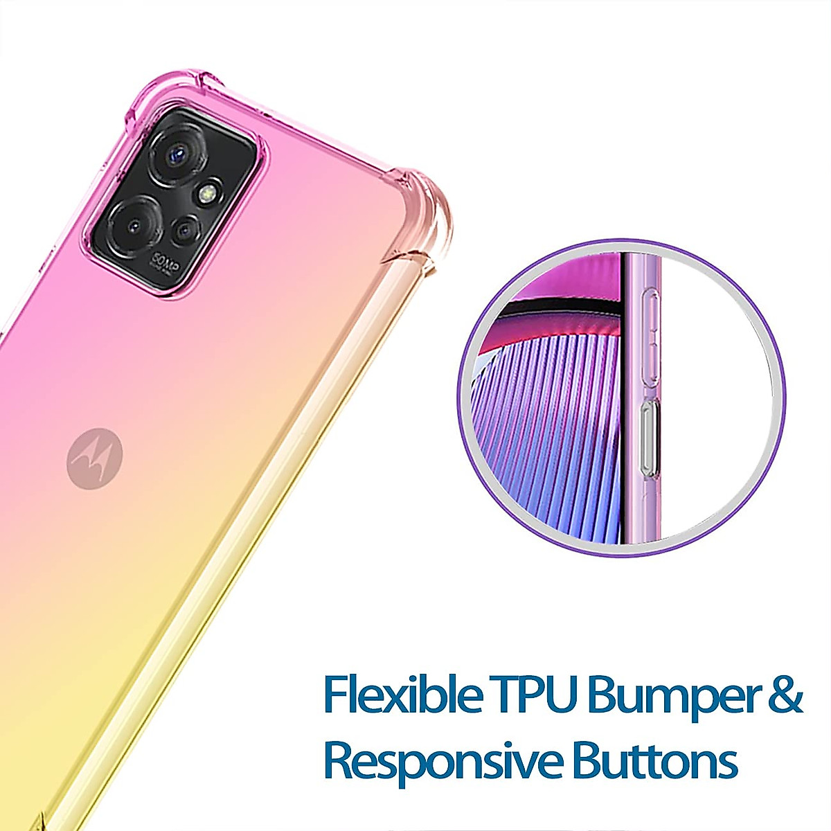 KOARWVC Case for Motorola ThinkPhone Case, Moto ThinkPhone 5G Case, Crystal Clear Case Gradient Slim Anti Scratch TPU Shockproof Protective Phone Cases Cover for Motorola ThinkPhone (Pink/Gold)