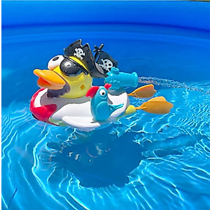 Yookidoo Jet Duck Pirate Bath Toy with Powered Water Cannon Shooter - Sensory Development & Bath Time Fun for Kids - Ages 2+