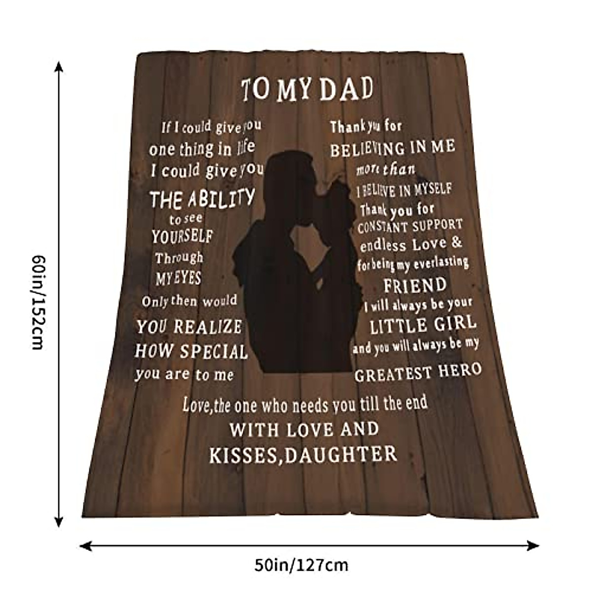 BMDLSPV Gifts for Dad from Daughter to My Dad Blanket Best Gift for Fathers Day Birthday Christmas Valentines Day Bday Present Idea for Father Husband Men Him Healing Thoughts Throw Blanket 60''x50''