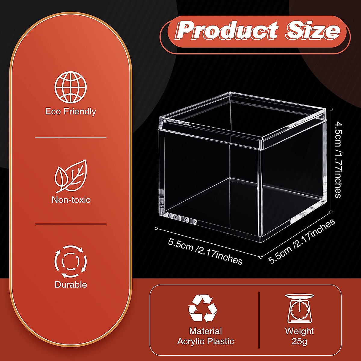 12 Pieces Clear Acrylic Plastic Square Cube Small Acrylic Box Acrylic Storage Containers with Lid Stackable Cube Containers Acrylic Container with Lid for Candy Jewelry Display (2.2 x 2.2 x 1.8 inch)