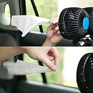 QIFUN Electric Car Fans for Rear Seat Passenger Portable Car Seat Fan, 4 Inches 12V Headrest 360° Rotatable Backseat Car Cooling Air Fan with Cigarette Lighter Plug for Vehicles, SUV, RV, Boat