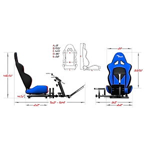 OpenWheeler Advanced Racing Seat Driving Simulator Gaming Chair with Gear Shifter Mount Blue
