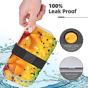 Fresh Fruit Adult Lunch Box, Bento Box, With Cutlery Set Of 3, 2 Compartments, Rectangular, Lunch Box For Adults
