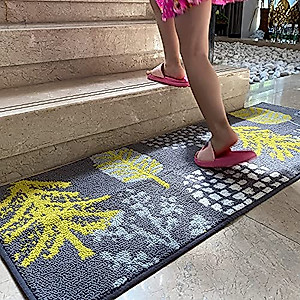 morgantag Indoor Door Mats for Home Entrance,Kitchen Rug Mat Set 2 Pieces17.5 x 27.5/17.5 x 47.5 Non-Slip Absorbent Entrance Rug for Stairs, Entryway, Hallway,Dining Room, Machine Washable Gold