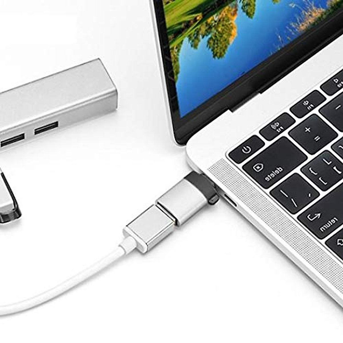 BoxWave Cable Compatible with Kodak Slide N Scan - USB-C to A PortChanger (2-Pack), USB Type-C OTG USB Portable Keychain - Slate Black