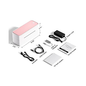 Memoqueen Bluetooth Thermal Label Printer 4X6 - Wireless Shipping Label Printer for Shipping Packages and Small Business, Compatible with iOS and Android, for USPS, Etsy Amazon Shopify，Pink and White
