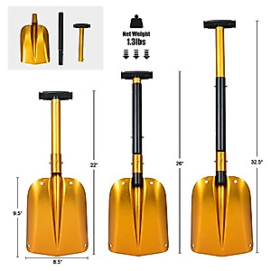 Goplus Snow Shovel for Car, 22”-32.5” Collapsible Portable Emergency Snow Removal Tool for Driveway Snowmobile Trunk, Lightweight Aluminum