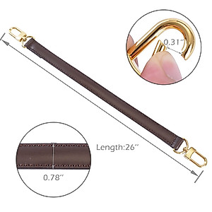 Genuine Leather Plain Strap Replacement Top Handle Leather Strap for Handbag (Coffee, 26 in)