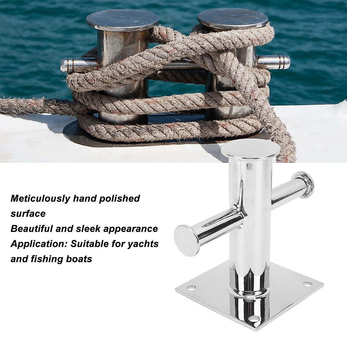 Marine Bollard, Mooring Cleat Bollard135mm Single Cross Bollard Heavy Duty Marine Grade 316 Stainless Steel for Yacht Fishing Boat