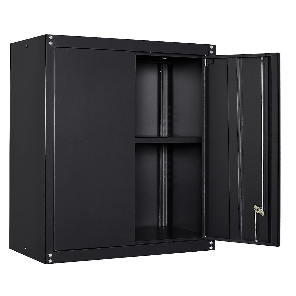 GEDELITE Metal Storage Cabinet with Lock and Doors,Steel Garage Wall Storage Cabinet,Garage Upper Cabinet,Wall Mounted Metal Cabinet for Garage, Black
