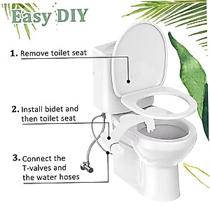 Bidet Attachment for Toilet UK, Toilet Bidet Attachment, Ultra-Slim Bidet Sprayer with Dual Nozzle, Non-Electric Bidet Spray Adjustable Pressure for Feminine/Posterior Wash