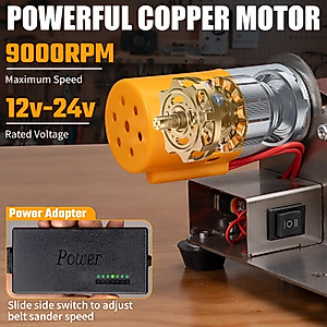 Junchamp Mini Belt Sander - 15 Degree Knife Sharpener Electric Bench Grinder Sanding Machine, 7 Adjustable Speed Buffer Polisher for Metal Working, Knife Making and DIY Woodworking