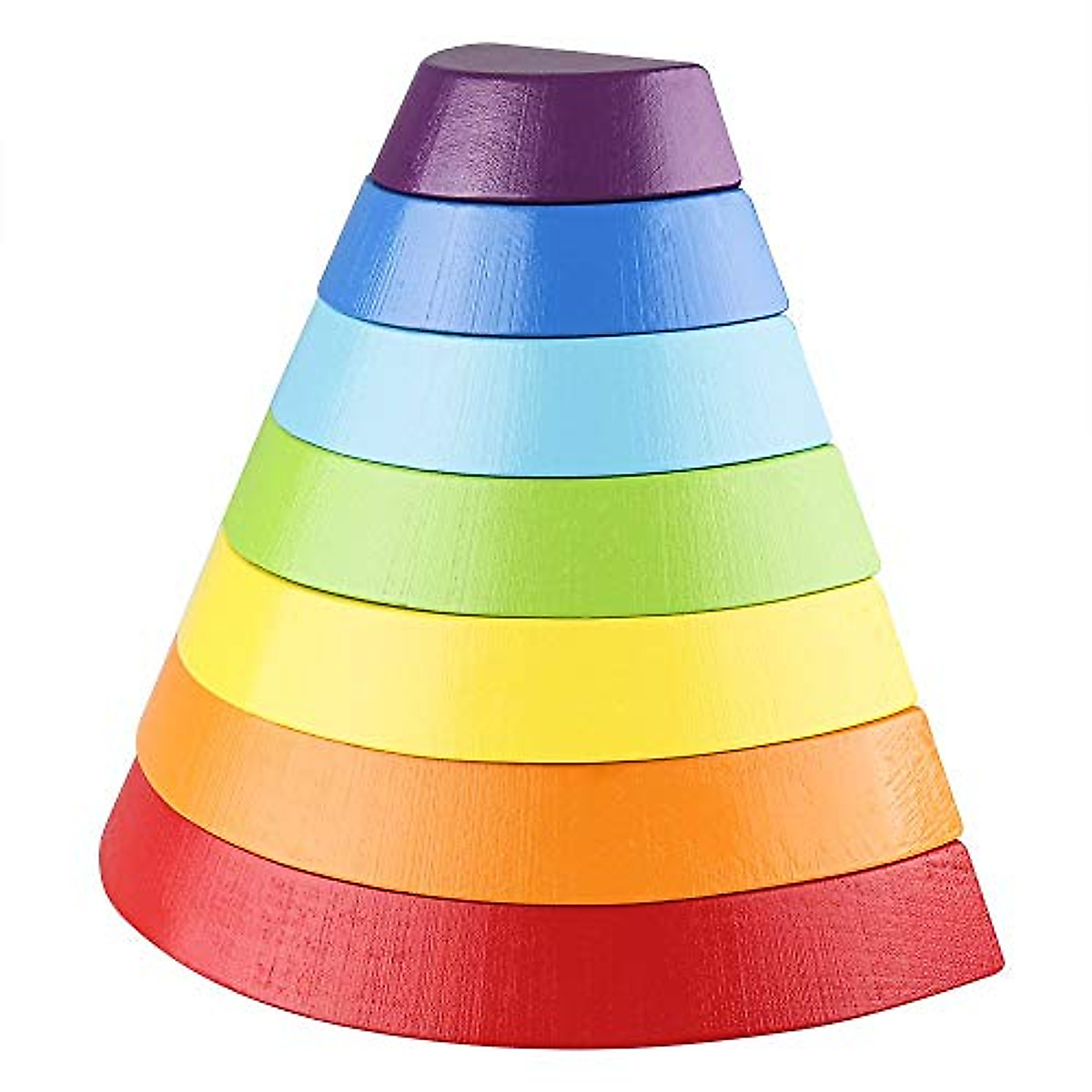 Coogam Wooden Rainbow Stacker Nesting Puzzle Blocks - Tunnel Stacking Game Building Creative Color Shape Matching Jigsaw Learning Toy Set Board Early Development Gift for Kids Boy Girl