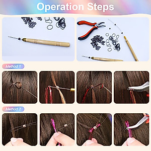 Waysear 12 Colors Hair Tinsel for Girls, 47 Inches Hair Tinsel Kit with Tool, 2400 Strands Tinsel Hair Extensions for Women, Fairy Hair Tinsel Glitter Sparkling Shiny Hair for Christmas Party