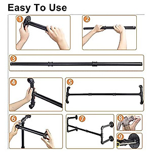 YLFAHXP Industrial Pipe Clothes Rack, Heavy Duty Detachable Wall Mounted Iron Garment Bar, Multi-purpose Clothing Rack Hanging Rod Organizer for Closet Storage (White)