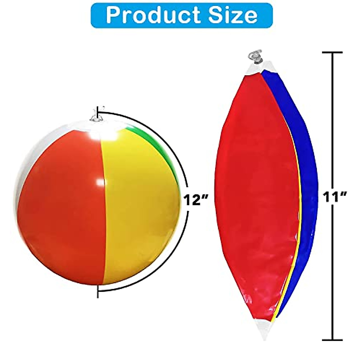 Cedtioaus Beach Ball, 12 Pcs Beach Balls Bulk, 12" Inflatable Beach Ball for Kids, Pool Party Decorations, Beach Toys for Summer Water Games