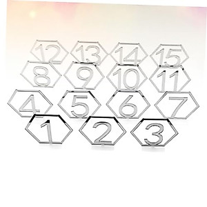 WHAMVOX 1 Set 15pcs Banquet Table Numbers Banquet Number Sign Wedding Table Numbers 1 to 15 Table Number 15 Numbers Dining Room Table Decor Dining Table Decor Silver