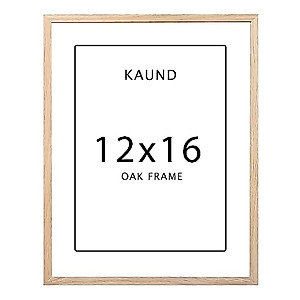KAUND 12x16 Picture Frames, Oak Wood Photo Frames with High Definition Glass，Natural Poster Frame for Wall Art（C02-High Definition Glass, Medium