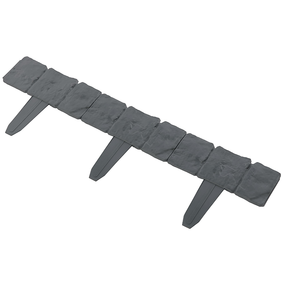 Gardenised Cobbled Stone Style Outdoor Lawn Edging Gate 10pk Interlocking Stakes, Gray