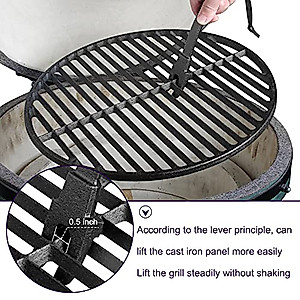 FIRELOOP Grill Grate Lifter Grill Cast Iron Cooking Grid Lifter,Big Green Egg Cast Iron Cooking Grate Handling Lifter Accessories for Moving Cast Iron and Stainless Steel Grilling Nets