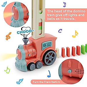 Gooswexmzl Domino Train Toy Set, 200 Pcs Domino Blocks Set, Fun and Colorful Domino Rally Train, Building and Stacking Toy Blocks Domino Set for 3-7 Year Old Boys and Girls