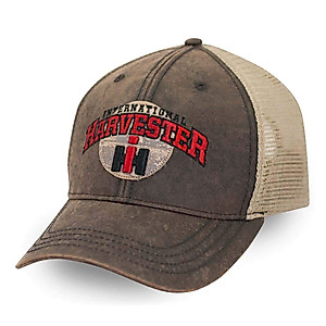 Officially Licensed Men's International Harvester Trucker Hat, Washed Wax Cloth Embroidered Baseball Cap