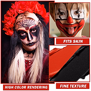 QIUFSSE Clown Makeup Kit,White Black Red Face Body Paint for Adults Professional Oil Based Waterproof Halloween Cosplay SFX Special Effects Makeup Kit