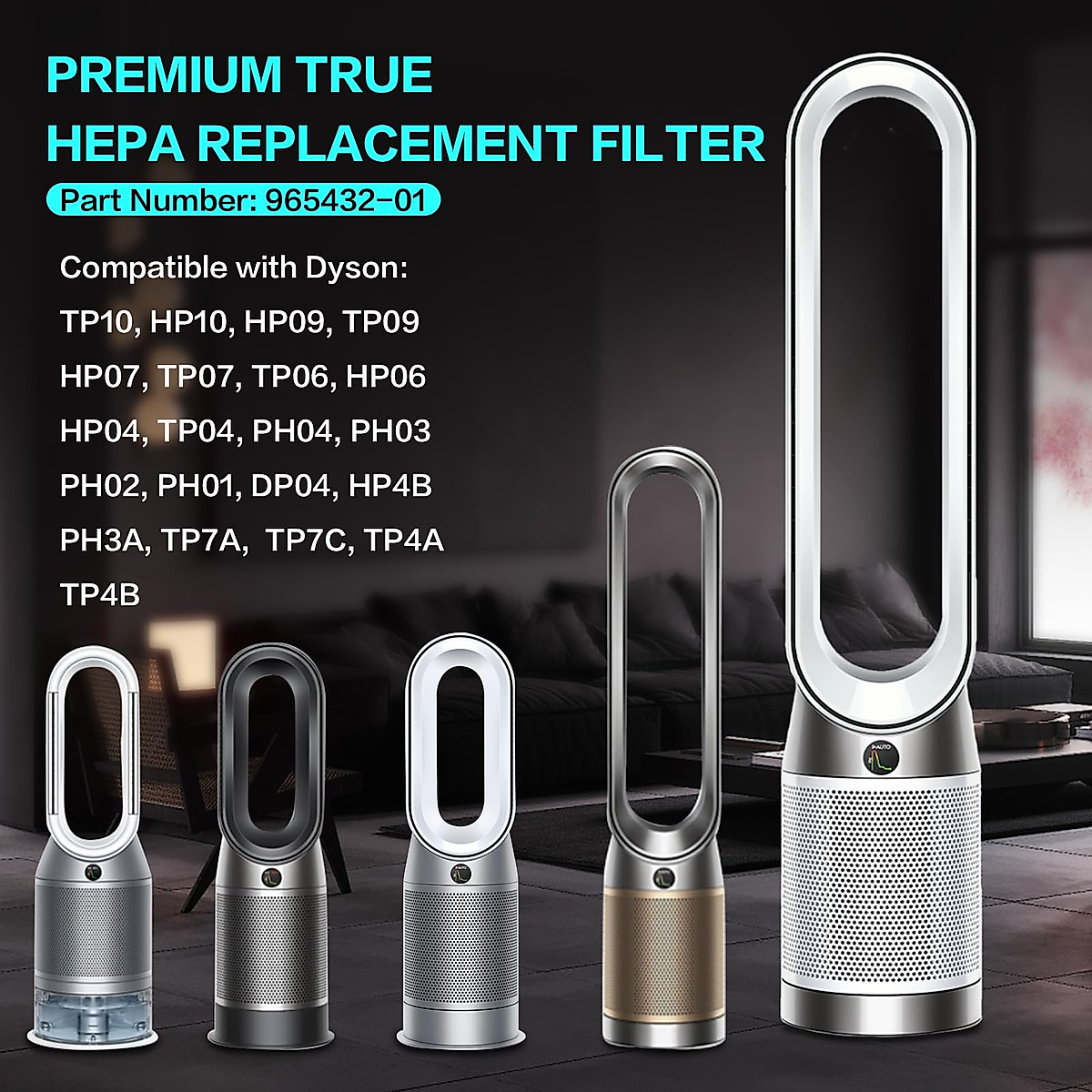 VIEWALL 360° Glass True H13 HEPA + Carbon TP01 Replacement Filter Compatible with Dyson TP01, TP02, TP03, AM11, BP01 2-in-1 Air Purifier Filter