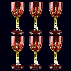 jojofuny Wine Cup 6PCS Halloween Ghost skull drinking glasses skeleton wine glasses skeleton hand wine glass Claw Cup Party Wine Goblet