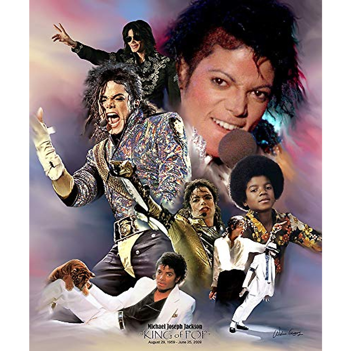 Wishum Gregory, King of Pop, Art Print Poster, Paper Size 11" x 8.5" Image Size 10" x 8"(4143s)