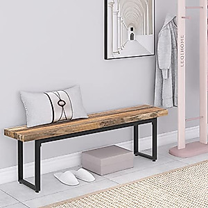 STHOUYN 59” Dining Bench Pair of 2 for 6-8 Person, Farmhouse Indoor Kitchen Table Benches, Bed Bench, Industrial Shoe Bench, Entryway Benches (Brown 2pcs)