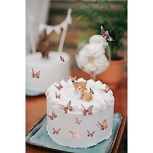 JOSDIOX 3D Butterfly Removable Metallic Wall Sticker 4 Styles 3 Sizes, Mural Decals for Kids Room Bedroom Décor Nursery Classroom Party Decoration Wedding DIY (Rose Gold 48 Pcs)