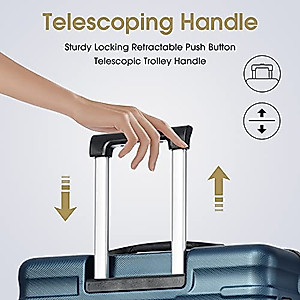 Merax Hardside Luggage Set with TSA Lock and Spinner Wheels 3 Piece Hardshell Lightweight Suitcase Set 20inch 24inch 28inch Navy Blue