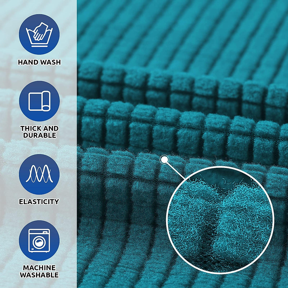 KEKUOU Stretch Oversized Sofa Slipcover 1 Piece Couch Sofa Cover (94"-110") Furniture Protector 4 Seater Sofa with Elastic Bottom for Kids,Pet.Jacquard Checked Pattern Fabric(X Large,Peacock Blue)