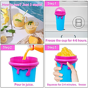 Slushy Cup, 2PCS 500ml Magic Slushy Maker Cup TIK TOK Quick Frozen Magic Cup Double Layers Slushie Cup Portable Quick Frozen Smoothies Squeeze Cooling Cup