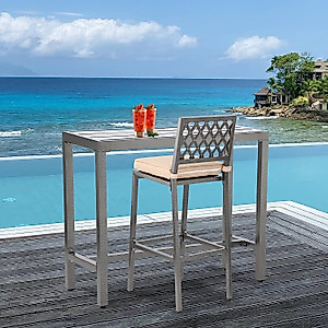 ONLYCTR Outdoor Bar Table, Patio Counter Height Bar Table, 40" Rectangle Bar Table for Patio, Garden, Yard, Balcony, Poolside (Gray)