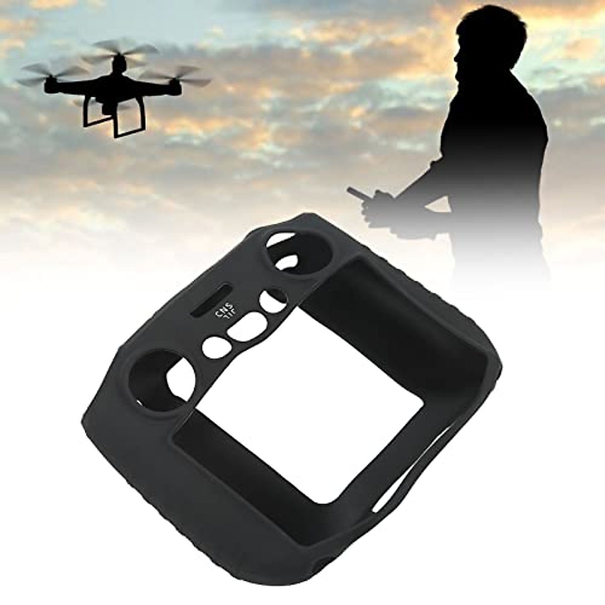 Silicone Cover for Drone Controller, Nonslip Texture for Drone Controller, Silicone Protective Case Reinforcing Rib Design Antidrop Dustproof for (Black)