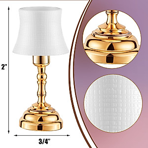 2 Pieces Dollhouse Miniature Lamp LED Desk Lamp Mini Light Dollhouse Decoration Accessories Battery Operated with ON/Off Switch and Lamp Shade (Table Lamp)