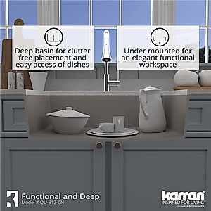 Karran QU-812 Undermount 32.5 in. Large Single Bowl Quartz Kitchen Sink in Concrete