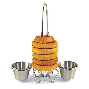 G.E.T. 4-982029 Onion Ring Tower with Two Sauce Cup Holders, Stainless Steel (Sauce Cups Sold Separately), 1 Count (Pack of 1)