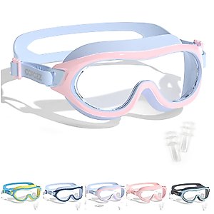COPOZZ Swimming Goggles for Kids 6-14, Wide View Youth Swim Goggles No Leaks AntiFog Crystal Clear Water Pool Swim