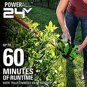 Greenworks 24V 22" Cordless Laser Cut Hedge Trimmer, 4.0Ah USB Battery and Charger Included