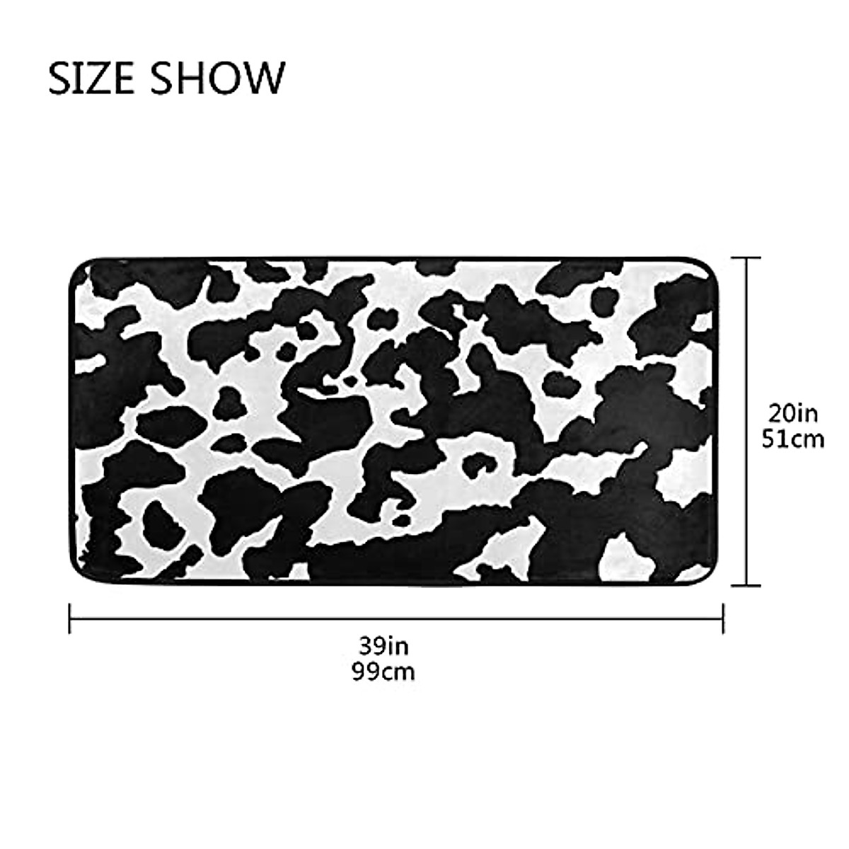 Cow Print Animal Skin Area Rug Non-Slip Washable Soft Floor Mat Carpet for Kitchen Bedroom Living Room Bathroom Home Decor,39x20 Inch