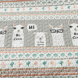 Lush Decor Pink-and-Turquoise Llama Striped 6-Piece Daybed Cover Bed Set, Pink & Turquoise