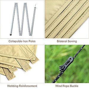 P1ancamp 10×10FT Camping Tarp with 2×6.6FT Poles, Waterproof & Lightweight Tent Tarp, Rain Fly Sun Shelter, 210D Oxford UPF50+ Shelter can Used with Car,Tent & Hammock for Picnic, Garden & Outdoor